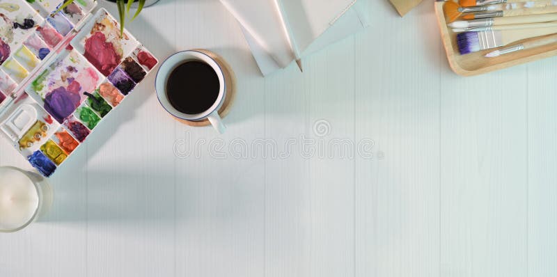 Top View of Artist Graphic Designer Workplace Stock Photo - Image of ...