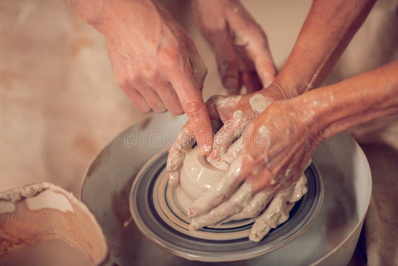 Top View of Artists Hands Making Pots Stock Image - Image of indoors ...