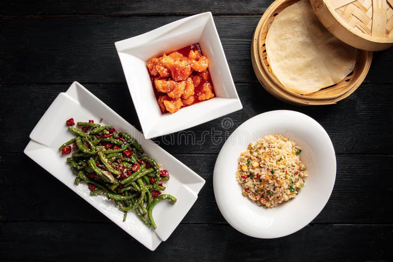 Top View on Asian Lunch Set Stock Photo - Image of lunch, gastronomy ...