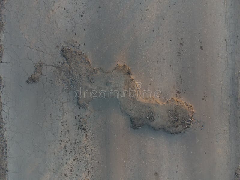 Top View of Asphalt with Pit and Pothole. Broken Road. Stock Photo ...