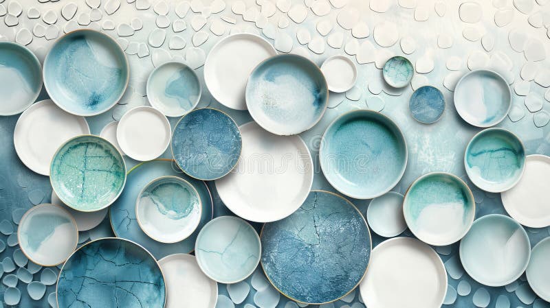 Top View of Assorted Clay Plates in Varied Sizes and Colors Arranged in ...