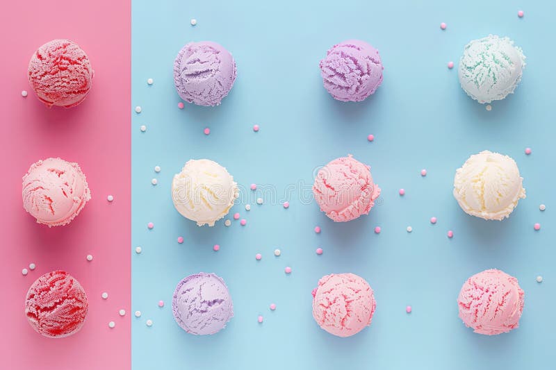 Top View of Assorted Ice Cream Scoop Balls on Various Colored ...