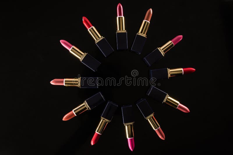 Top View of Assorted Lipsticks in Luxury Tubes Arranged in Circle ...