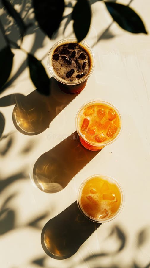 Top View of Assortment of Aesthetic Bubble Teas. Drink with Tapioca ...