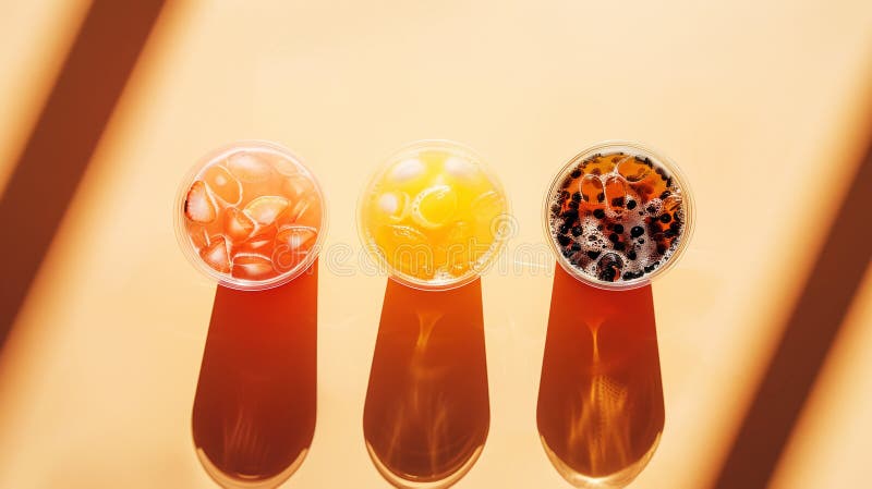 Top View of Assortment of Aesthetic Bubble Teas. Drink with Tapioca ...