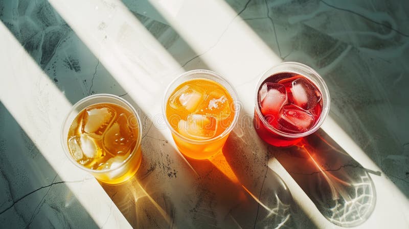 Top View of Assortment of Aesthetic Bubble Teas. Drink with Tapioca ...