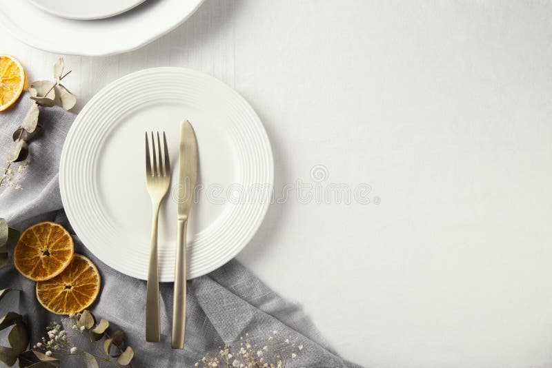 Top View Assortment Beautiful Tableware with Copy Space. High Quality ...