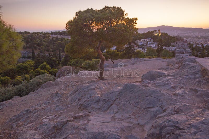 Top View of Athens on the Sunset Time Stock Photo - Image of holy ...