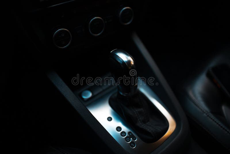 Top View of Automatic Gearbox Selector. Dark Photo. Stock Image - Image ...