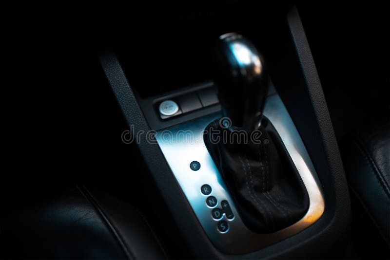 Top View of Automatic Gearbox Selector. Dark Photo. Close-up. Stock ...