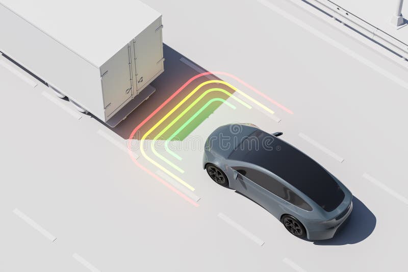 Top View of Autonomous Smart Car Driving on the Road Stock Illustration ...