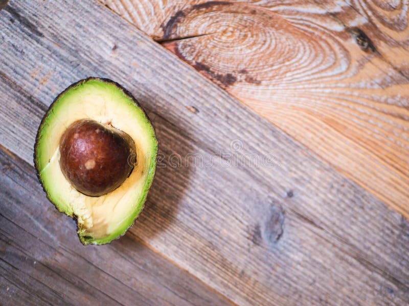 Top View of an Avocado on a Wooden Board Stock Image - Image of diet ...