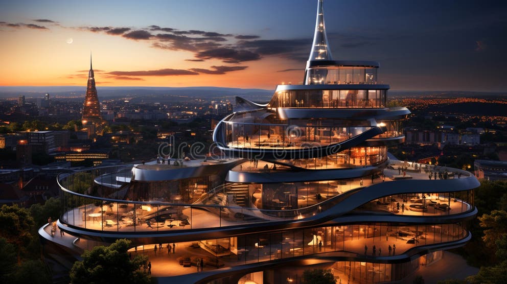 Top View of Axelborg Towers Architecture Stock Illustration ...