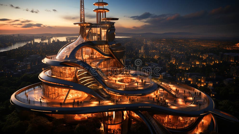 Top View of Axelborg Towers Architecture Stock Illustration ...