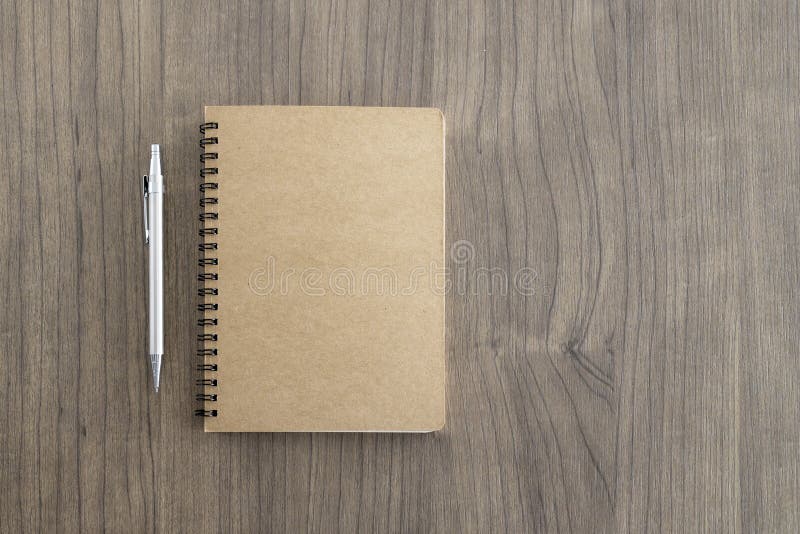 Top View of B Notebook and Pencil on Wood Table Background in Office ...