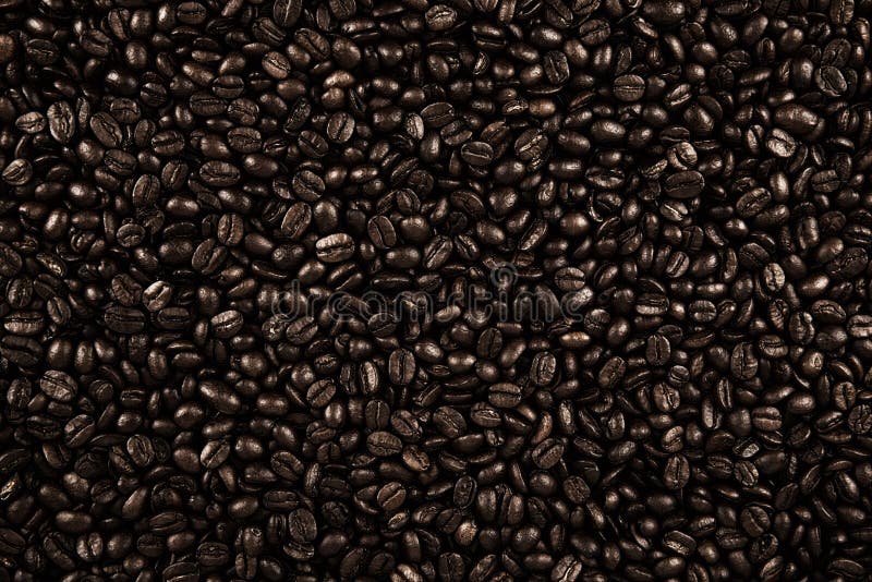 Top View On Background Texture Of Dark Coffee Beans. Stock Photo ...