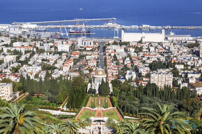 Top View of the Bahai Garden and Haifa, Stock Photo - Image of religion ...