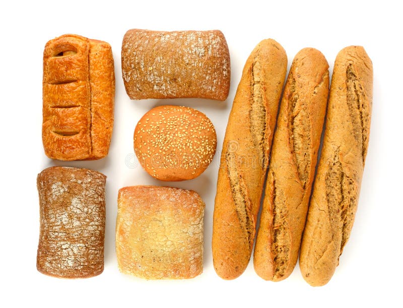 Top View on Baked Goods Isolated on White Stock Photo - Image of dinner ...