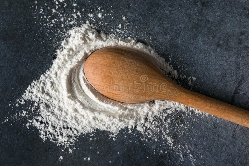 Baking Powder Spilled from a Teaspoon Stock Photo - Image of wood ...