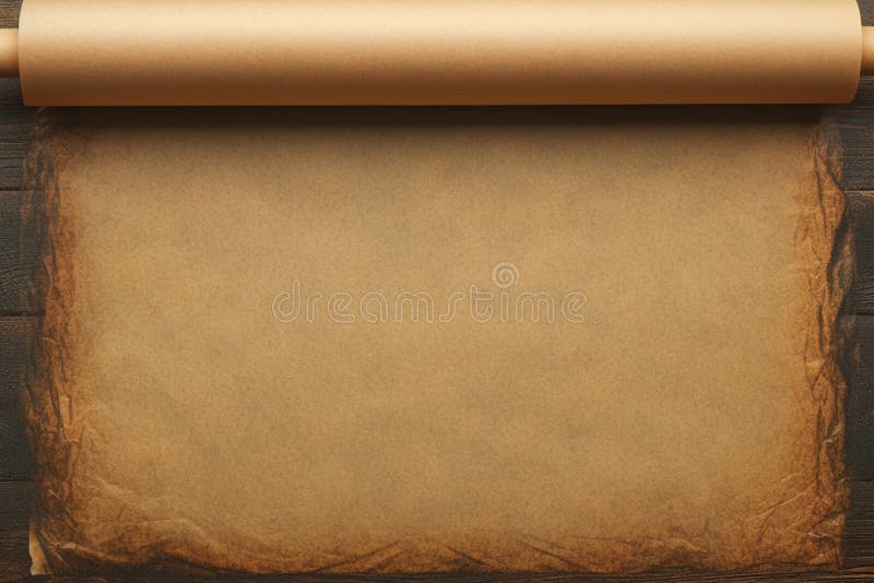 Top View Baking Setup Brown Parchment Paper Roll on Dark Surface Stock ...