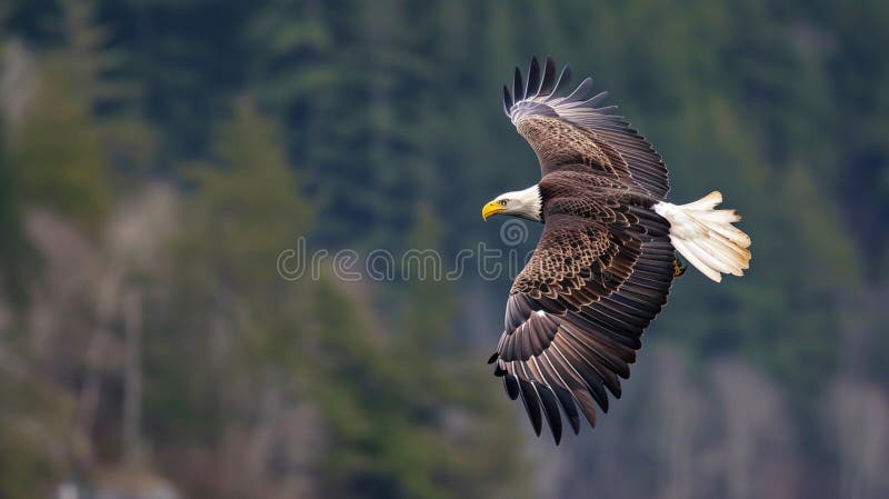 Top View Bald Eagle in Flight. Generative Ai Stock Illustration ...