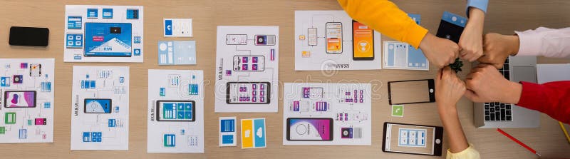 Panorama Banner of Startup Company Employee Planning on User Interface ...