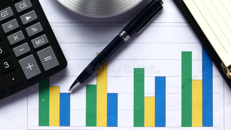 Top View of Bar Chart and Pen and Calculator Stock Video - Video of ...