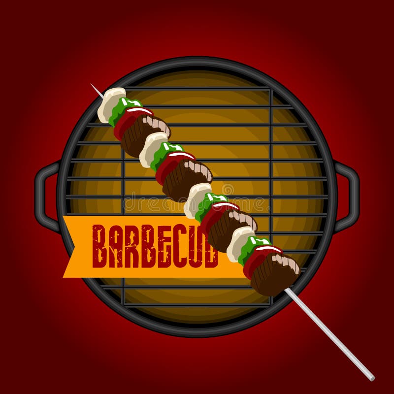 Top View of a Barbecue Grill Stock Vector - Illustration of outdoor ...