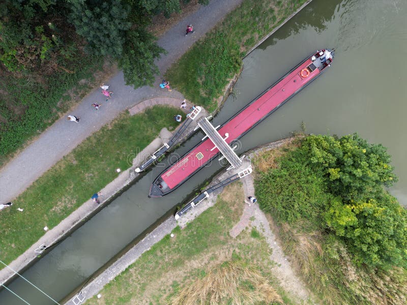 Top View of Barges in the Harbor in Devizes, Wiltshire Stock Photo ...
