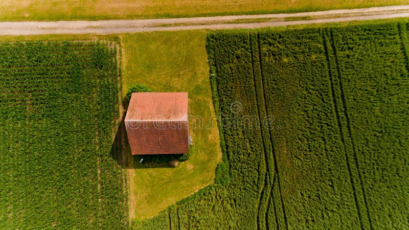 Top View on a Barn in the Field. Stock Image - Image of region ...
