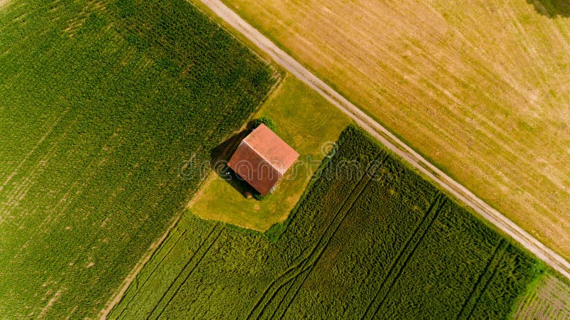 Top View on a Barn in the Field. Stock Image - Image of region ...