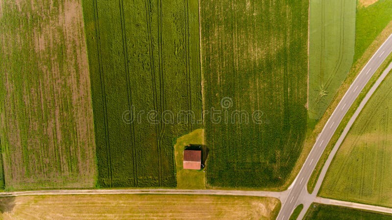 Top View on a Barn in the Field. Stock Image - Image of region ...