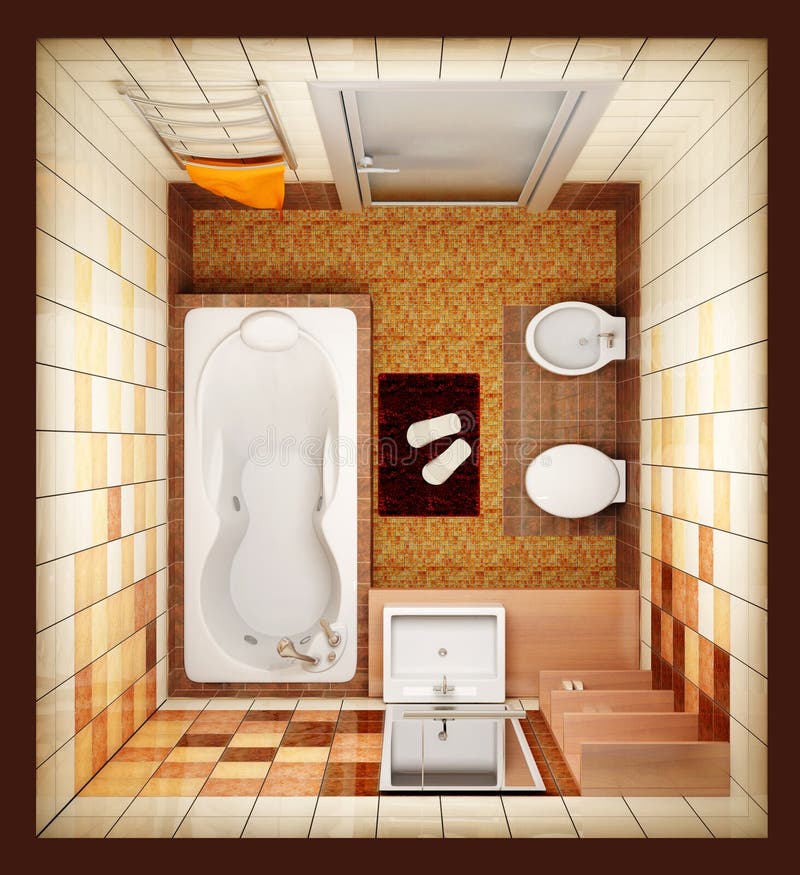 Japanese Style Bathroom. Top View Stock Image - Image of three ...