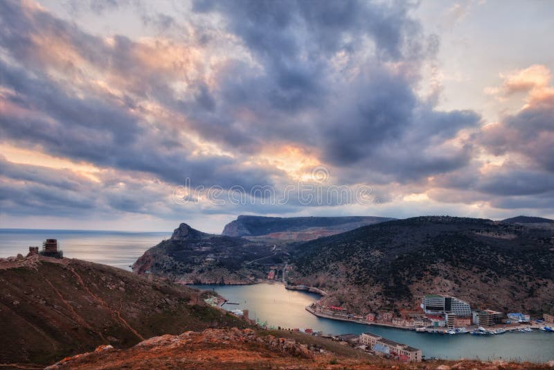 Top View of the Bay of Balaklava and the Old Fort Stock Image - Image ...