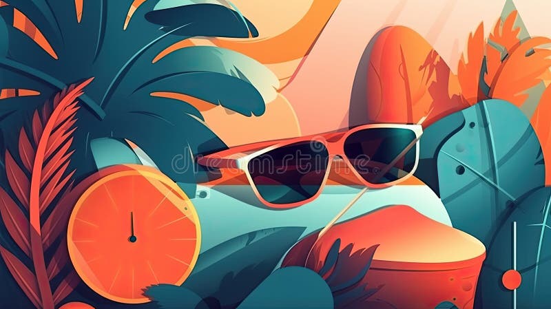 Top View of a Beach with a Lot of Summer Objects Stock Illustration ...