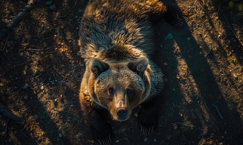 Top View of a Bear Lying in the Shade Stock Image - Image of green ...