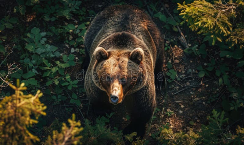 Top View of a Bear Prowling through the Forest Stock Image - Image of portrait, tree: 325371721