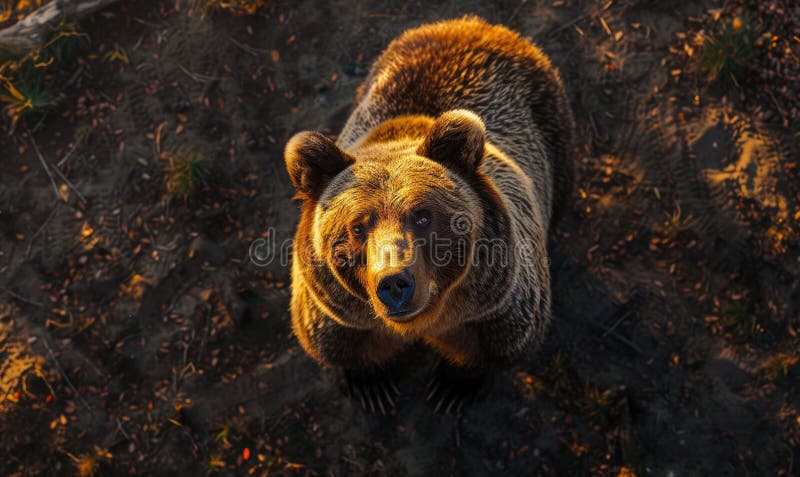 Top View of a Bear Standing at the Edge of a Clearing Stock Image ...