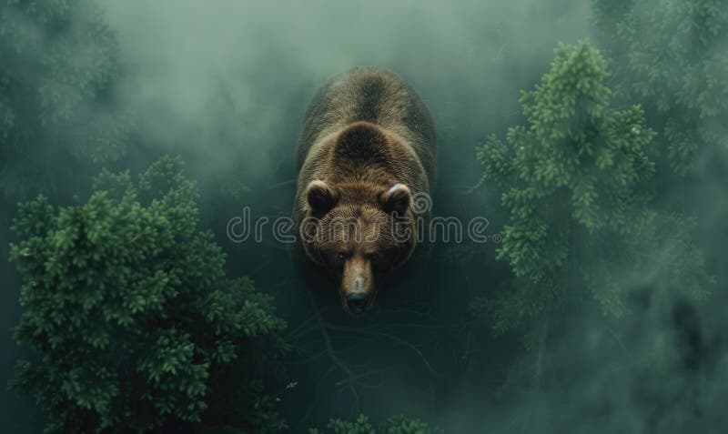 Top View of a Bear Walking through the Forest Stock Photo - Image of ...
