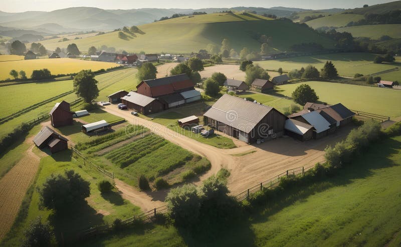 Top View of a Beautiful Green Farm Stock Illustration - Illustration of ...