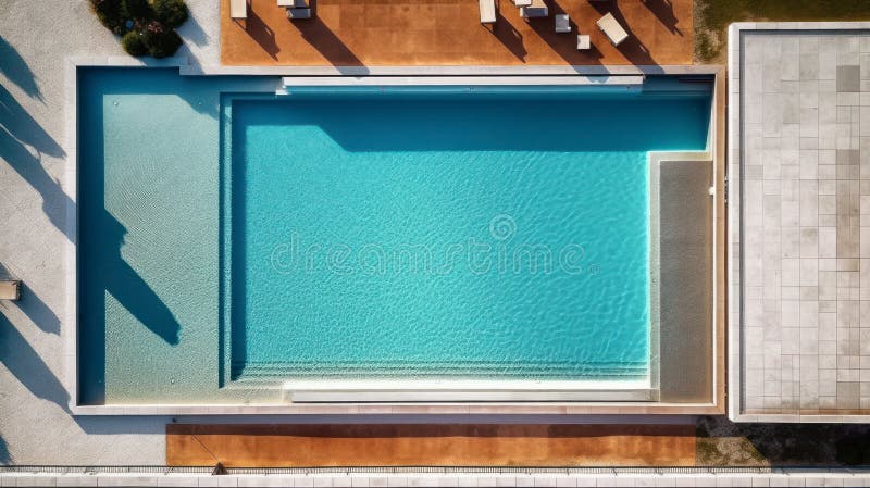 Top View of Beautiful Idyllic Rectangular Swimming Pool . AI Generative ...