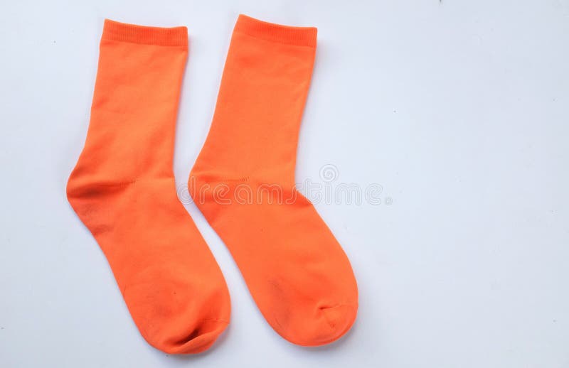 Beautiful Orange Two Cotton Socks Isolate on a White Background Stock ...