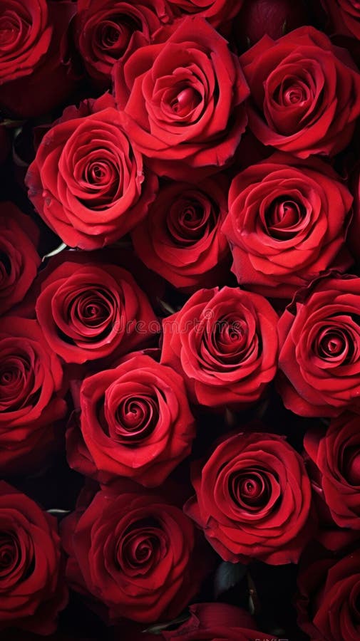 Top View of Beautiful Red Roses Stock Illustration - Illustration of ...