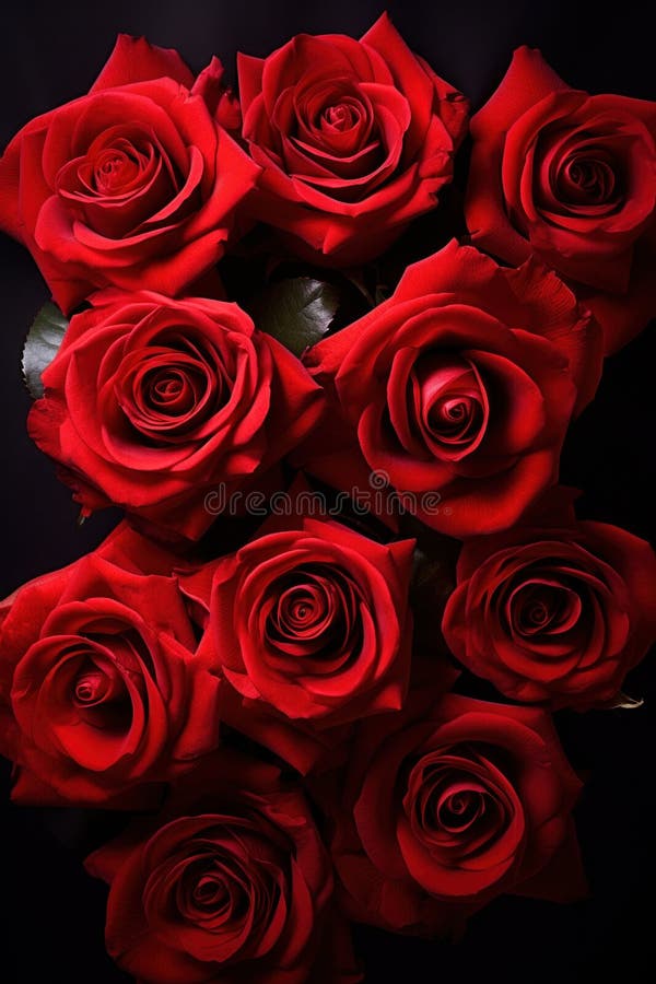 Top View of Beautiful Red Roses Stock Illustration - Illustration of ...