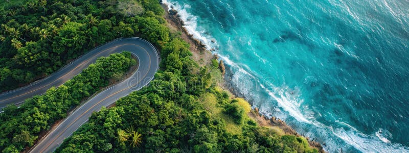 Top View of a Beautiful Road Near the Ocean Stock Illustration ...
