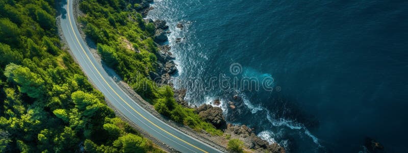 Top View of a Beautiful Road Near the Ocean Stock Image - Image of trip ...