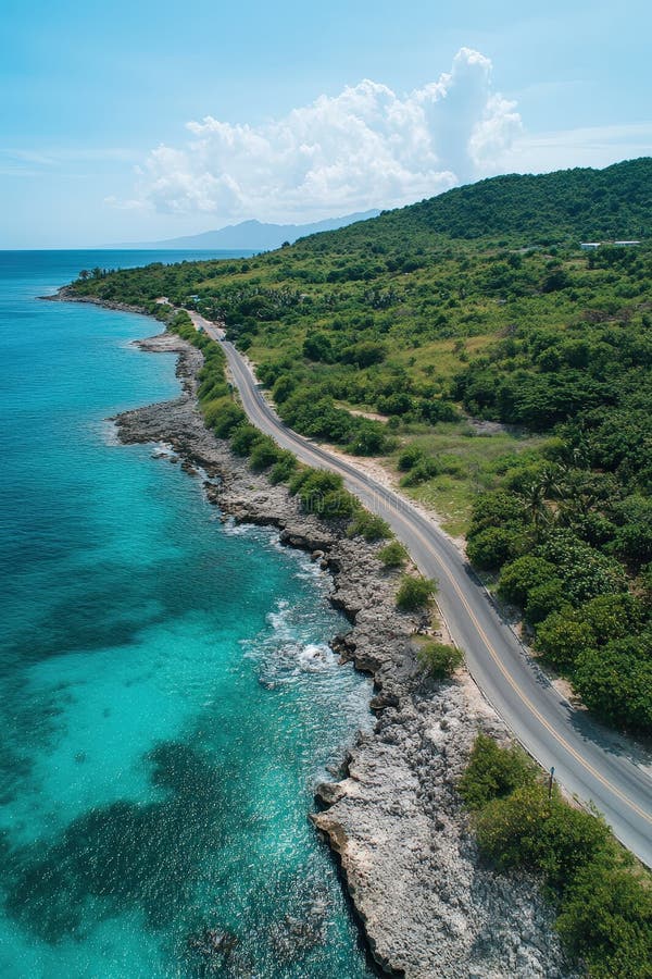 Top View of a Beautiful Road Near the Ocean Stock Photo - Image of ...