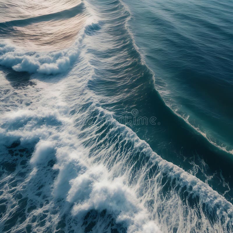 Top View Beautiful Seaside Waves - Generated by Ai Stock Illustration ...