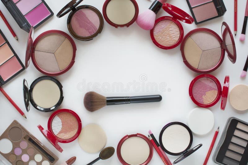 Top View Beautiful Vivid Various Item Makeup Kit Stock Image - Image of ...