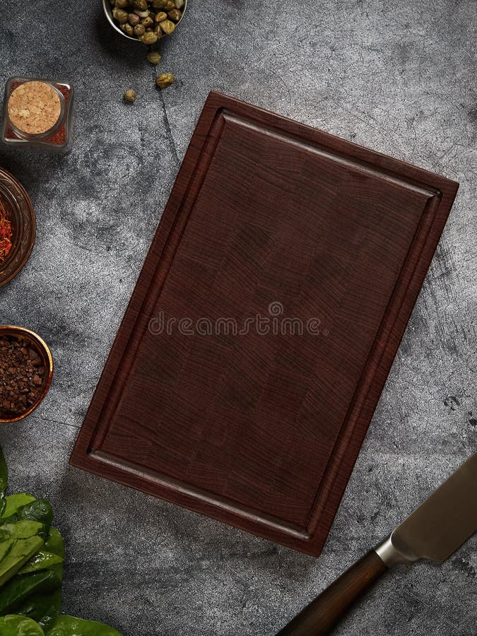 Top View Beautiful Wooden Cutting Board Stock Photo - Image of ...
